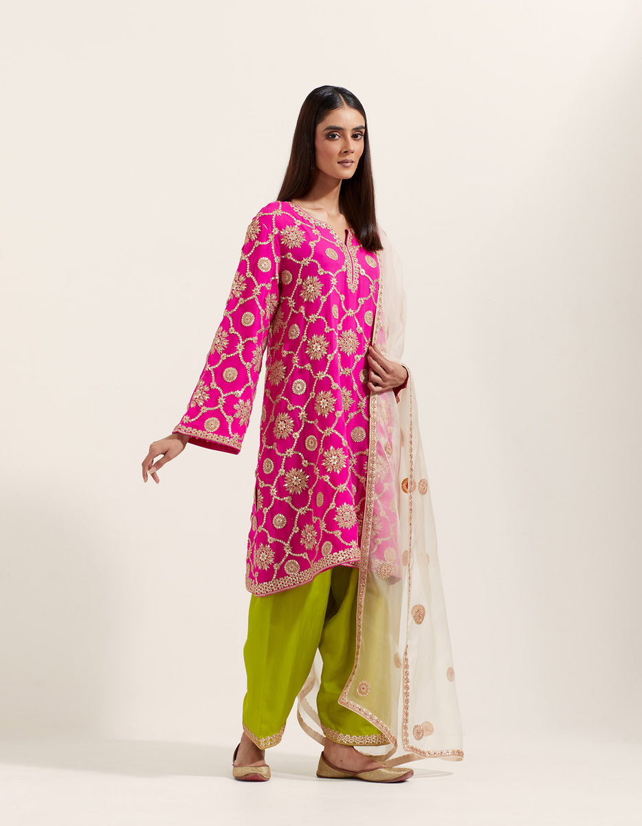 Fuschia Pink Gota Kurta with Palazzo Set – NidhiTholia